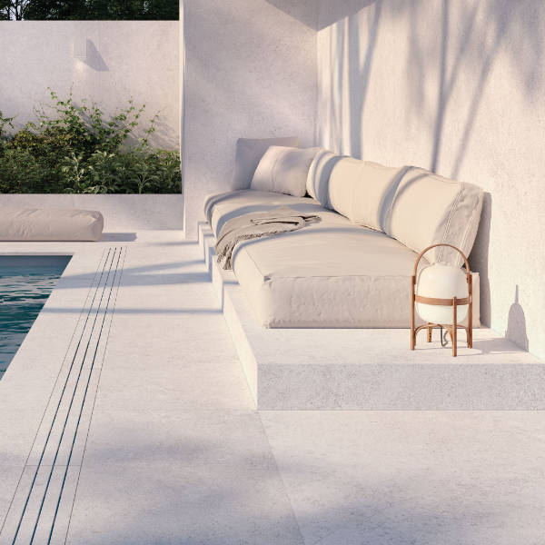 Burgundy Stone - Antislip White Outdoor Porcelain Tile